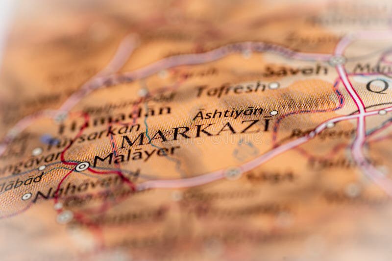 Markazi, Iran Highlighted on a World Map Stock Photo - Image of area ...