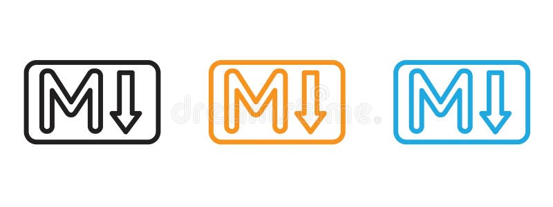 Markdown Icon Thin Line Illustration Set Stock Vector - Illustration of ...