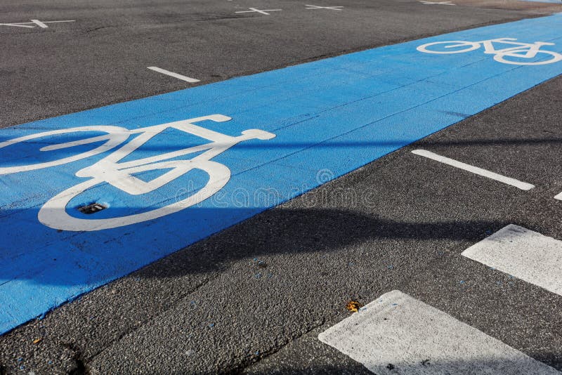 Bicycle track stock image. Image of sunny, street, sign - 98699093