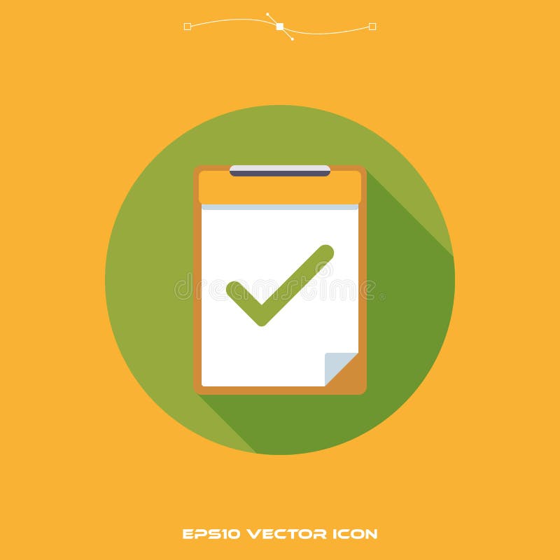 Marked Check List on Clipboard Flat Design Long Shadow Icon Stock ...