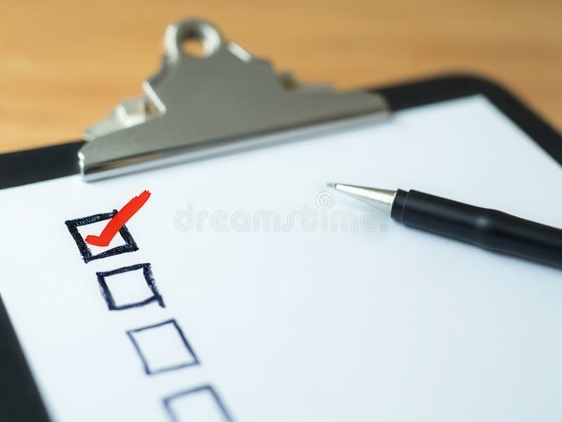 Marked Checklist on a Clipboard. Stock Image - Image of plan ...