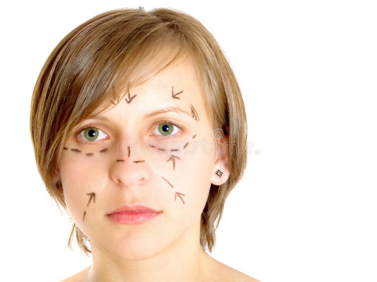 Marked Face for Plastic Surgery Stock Image - Image of beauty ...