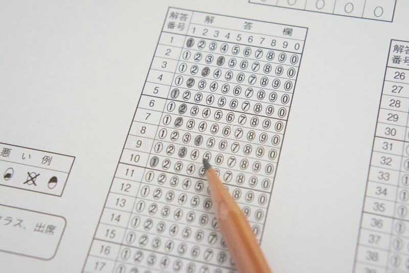 Marked Optical Answer Sheet Stock Image - Image of marked, survey ...
