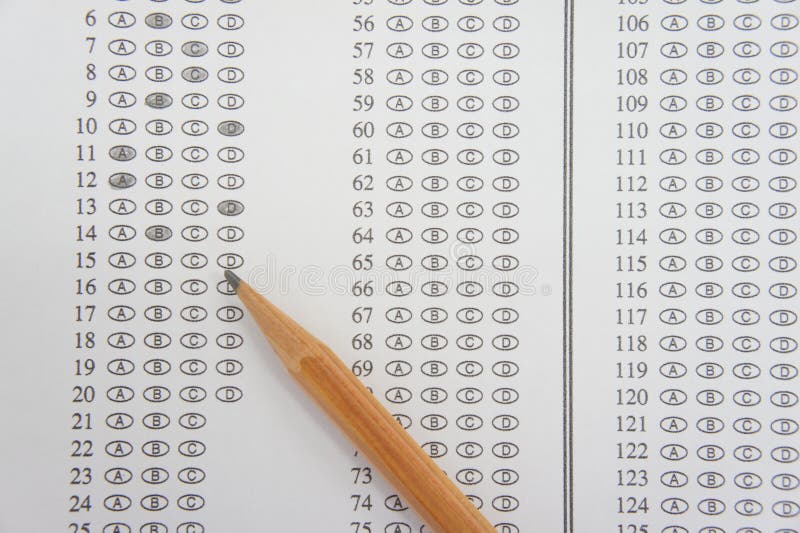 Marked Optical Answer Sheet Stock Photo - Image of bubble, examination ...