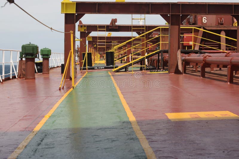 Marked Walkway on Deck of a Ship Stock Image - Image of walkway, follow ...