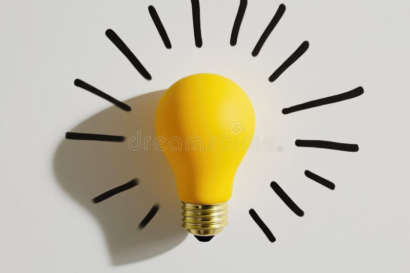 Marker Artwork of Bright Yellow Bulb. Stock Illustration - Illustration ...