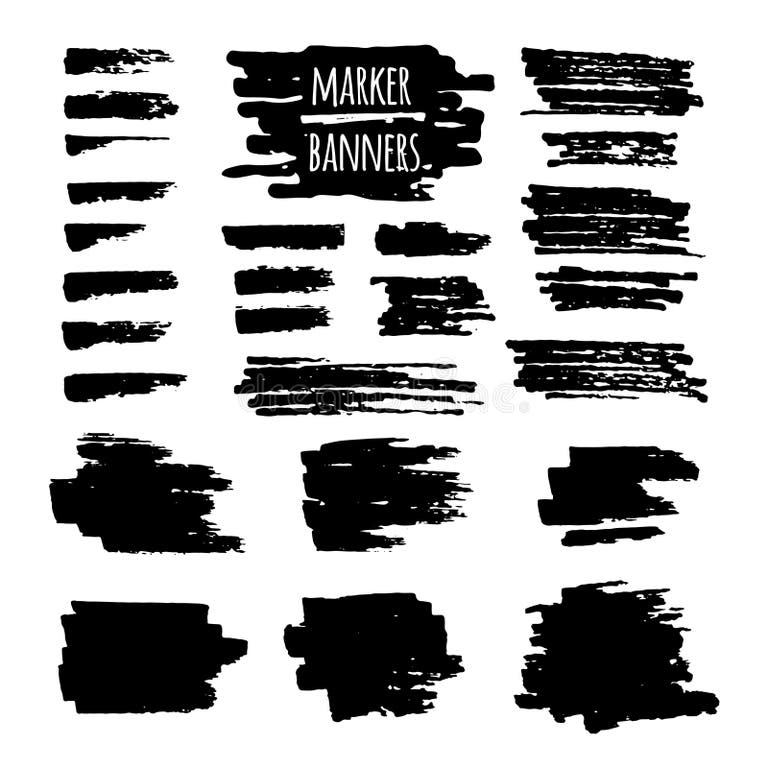 Marker Banners, Lines and Stains Stock Vector - Illustration of mark ...