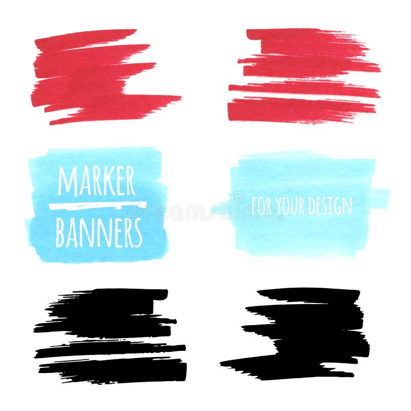 Marker Banners, Lines and Stains Stock Vector - Illustration of bright ...