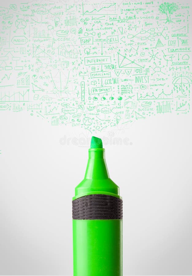 Marker Close-up with Diagrams Stock Image - Image of feltpen ...
