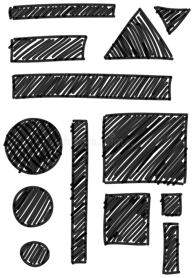 Marker Drawn Cross Hatch Elements Stock Illustration - Illustration of ...