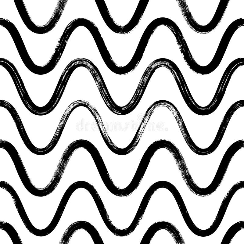 Marker Drawn Wavy Lines Seamless Pattern. Abstract Squiggly Modern ...