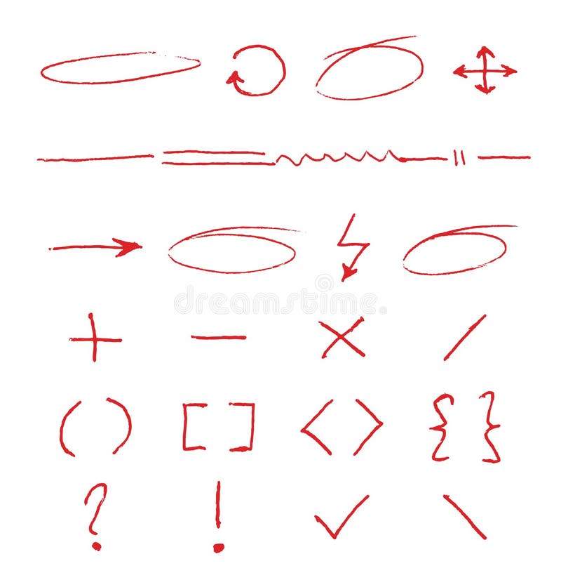 Marker Emphasis Vector Handwritten Circles, Arrows and Underlines on ...