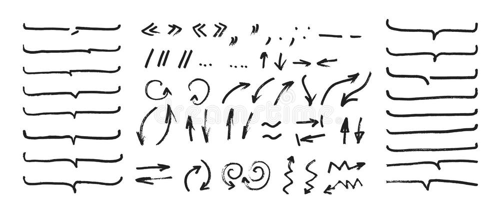 Marker Felt Pen or Crayon Doodle Text Frames, Direction Arrows and Text ...