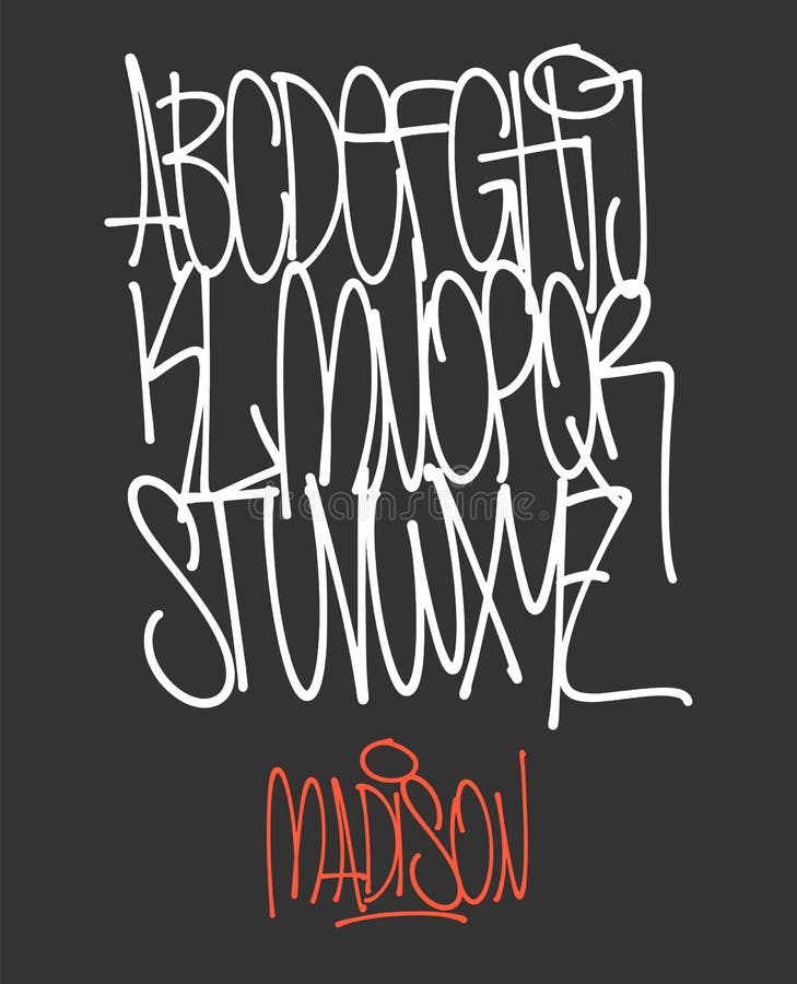 Marker Graffiti Font, Handwritten Typography Vector Illustration. Stock ...