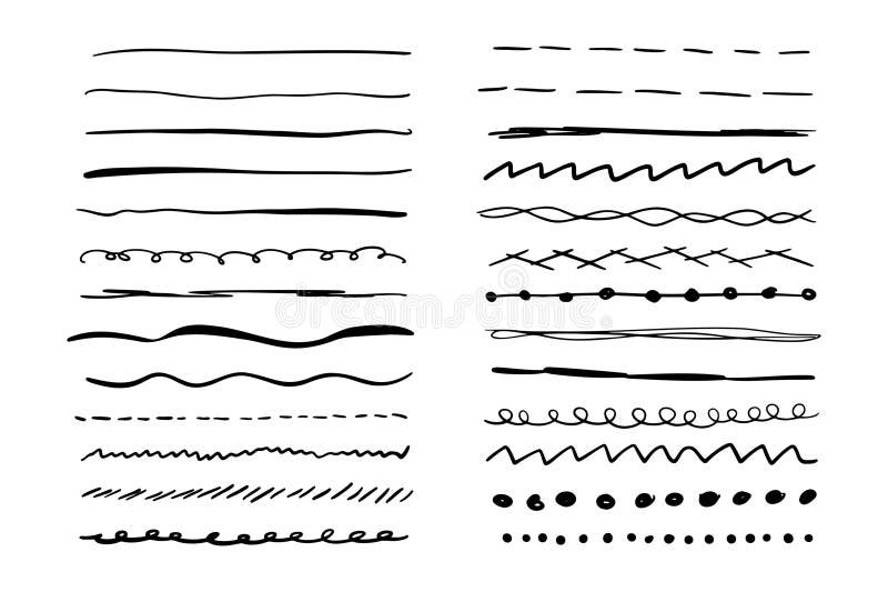 Marker Hand Drawn Line Border Set and Scribble Design Elements. Hand ...