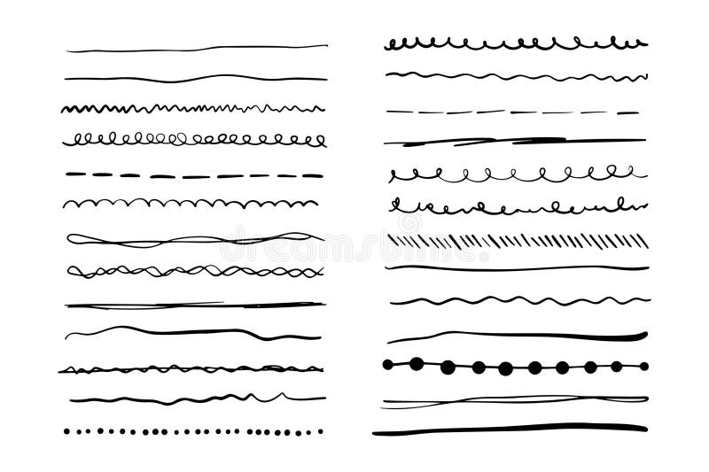 Marker Hand Drawn Line Border Set and Scribble Design Elements. Hand ...