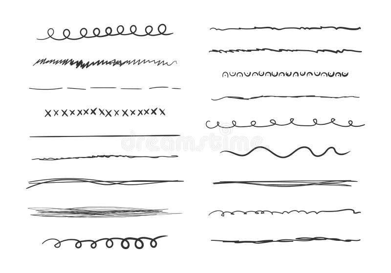Set of Wavy Hand Drawn Horizontal Lines. Stock Vector - Illustration of ...