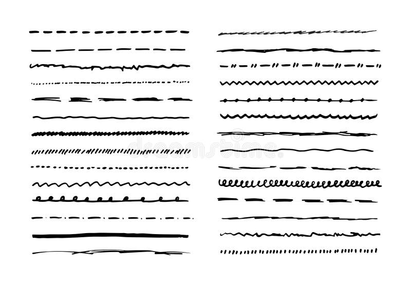 Marker Hand-drawn Vector Line Border Set and Scribble Stock Vector ...