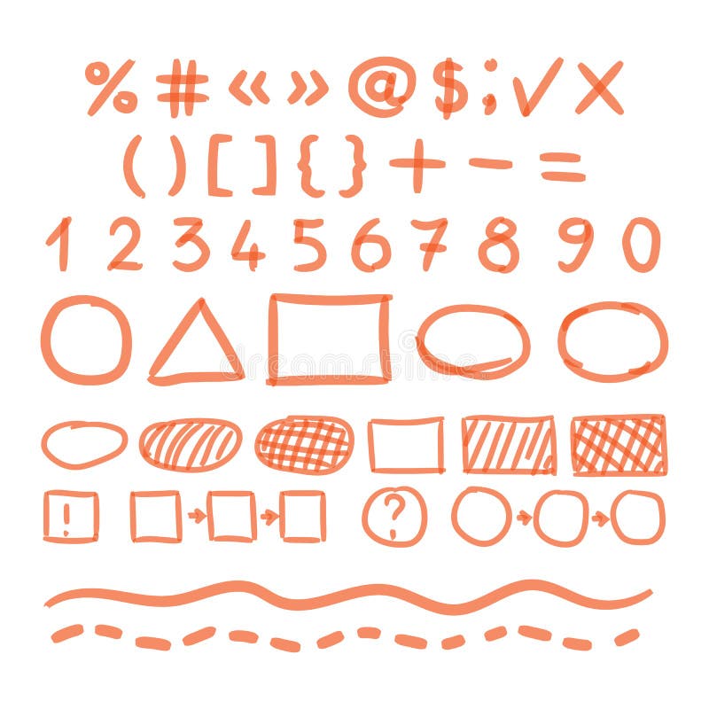Marker Hand Written Doodle Numbers and Symbols Vector Stock Vector ...