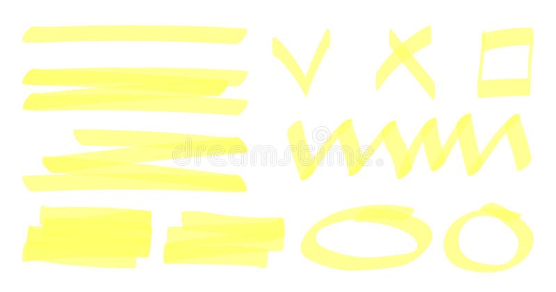 Marker Highlighter Elements. Hand Drawn Shape Line Stock Vector ...