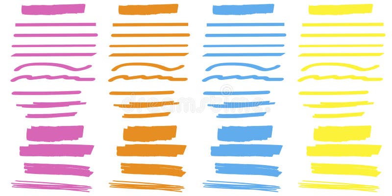 Marker Line Highlight. Vector Scribble Stroke. Colored Doodle Brush ...