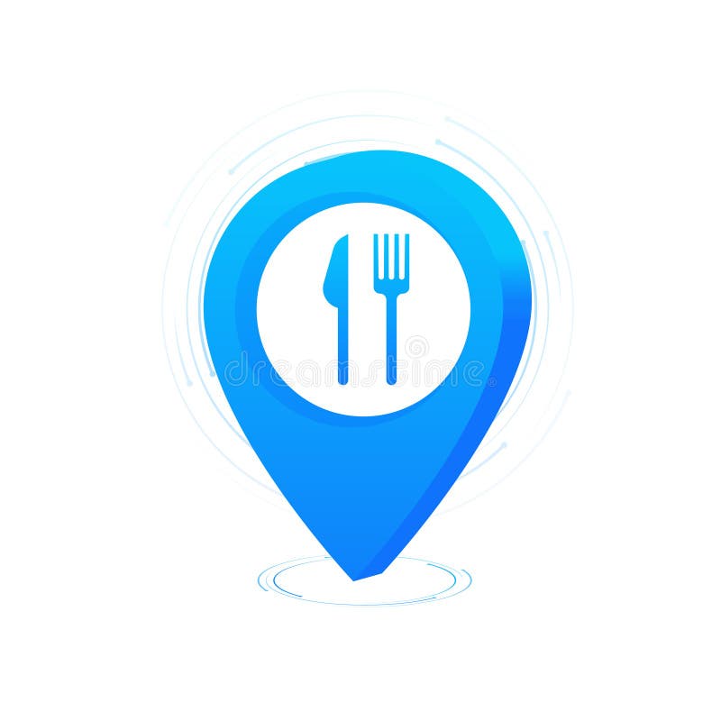 Marker Location Icon with Restaurant Sign. Modern Illustration Stock ...