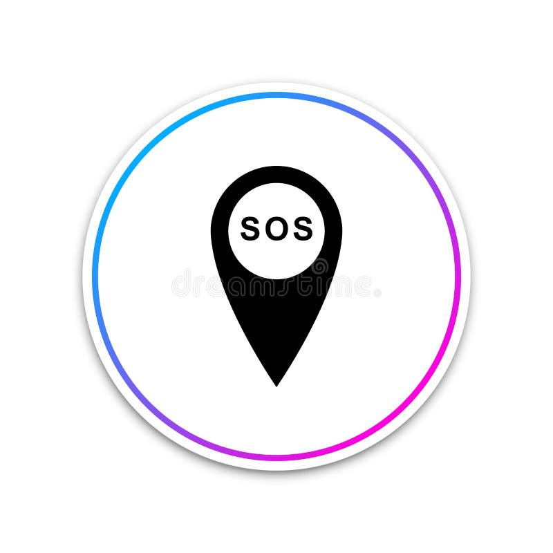 Marker Location with SOS Icon Isolated on White Background. SOS Call ...