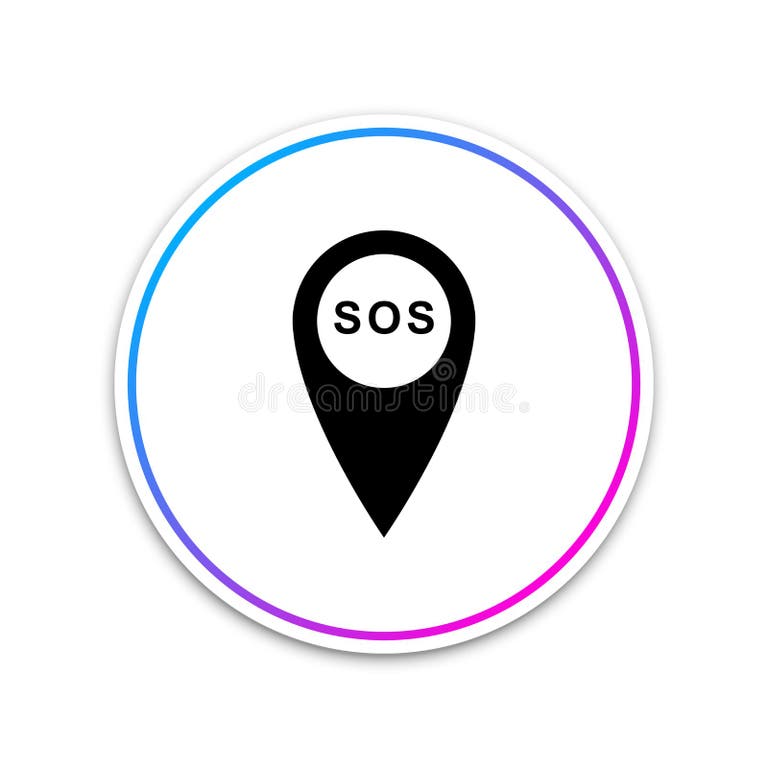 Marker Location with SOS Icon Isolated on White Background. SOS Call ...
