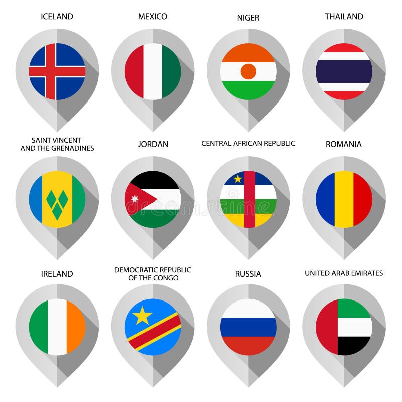 Marker from Paper with Flag for Map - Set Sixth Stock Vector ...