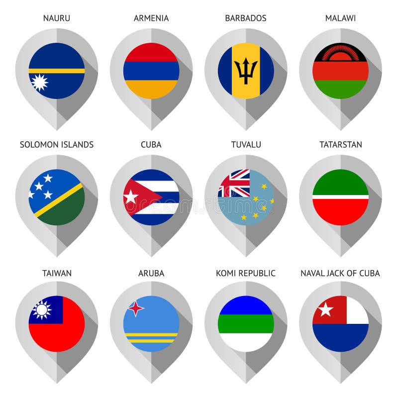 Marker from Paper with Flag for Map - Set First Stock Vector ...