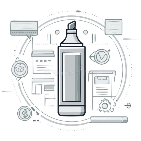 Marker Pen with Data and Website Elements for Project Planning and ...