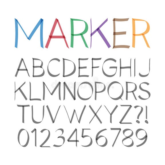 Marker Pen Font and Numbers Stock Vector - Illustration of language ...