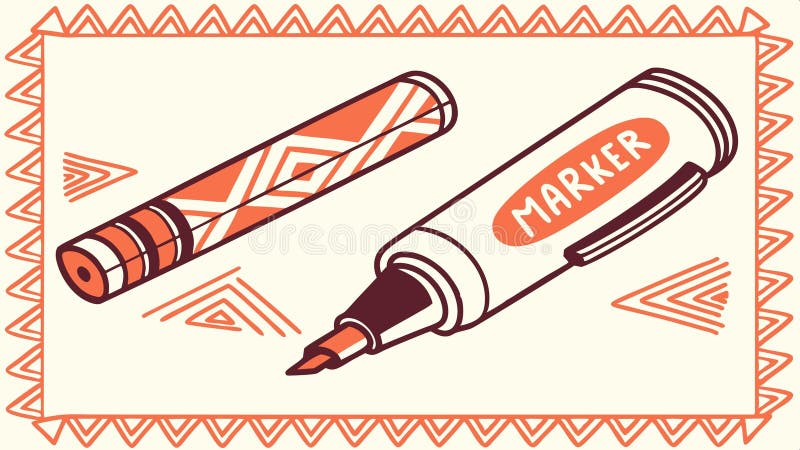 Marker Pen Illustration, Art Supply for Drawing Designs Vector Design ...