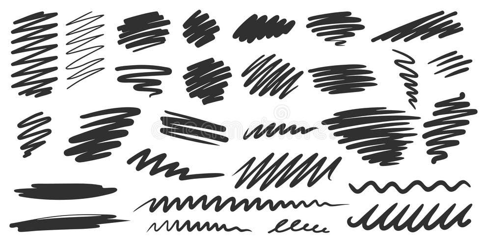 Marker Pen Strokes. Collection of Scribble Lines and Brush Strokes ...