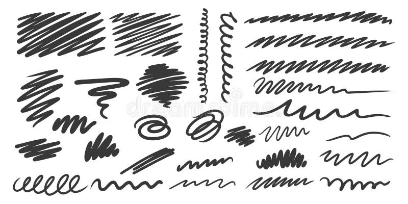 Marker Pen Strokes. Collection of Scribble Lines and Brush Strokes ...