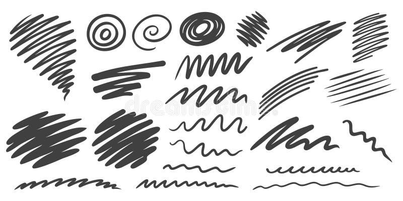 Marker Pen Strokes. Collection of Scribble Lines and Brush Strokes ...