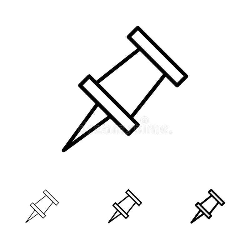 Marker, Pin Bold and Thin Black Line Icon Set Stock Vector ...
