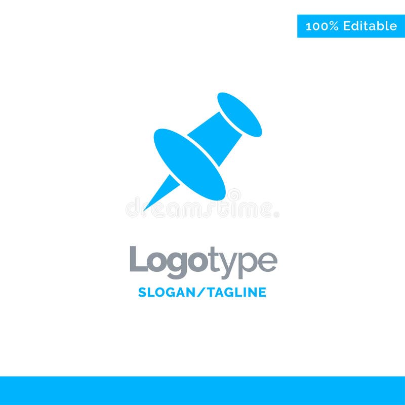 Marker, Pin, Mark Blue Solid Logo Template. Place for Tagline Stock ...