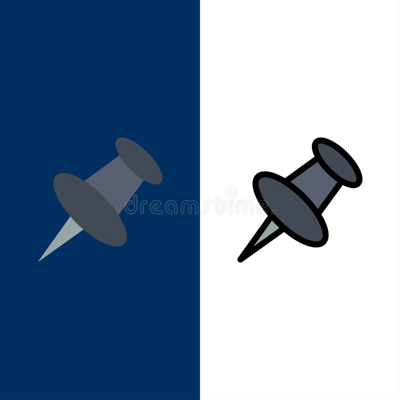 Marker, Pin, Mark Icons. Flat and Line Filled Icon Set Vector Blue ...