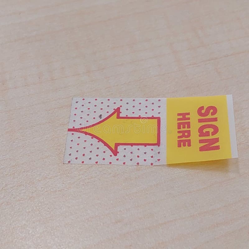 Marker for Place of Signature on Document Stock Image - Image of yellow ...