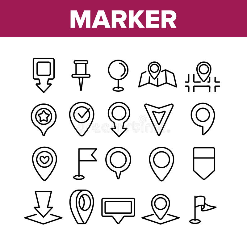 Marker Pointer Gps Map Collection Icons Set Vector Stock Vector ...
