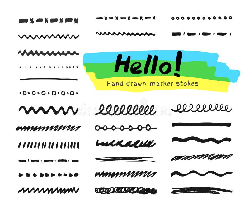 Marker strokes set stock vector. Illustration of sketchy - 62820089