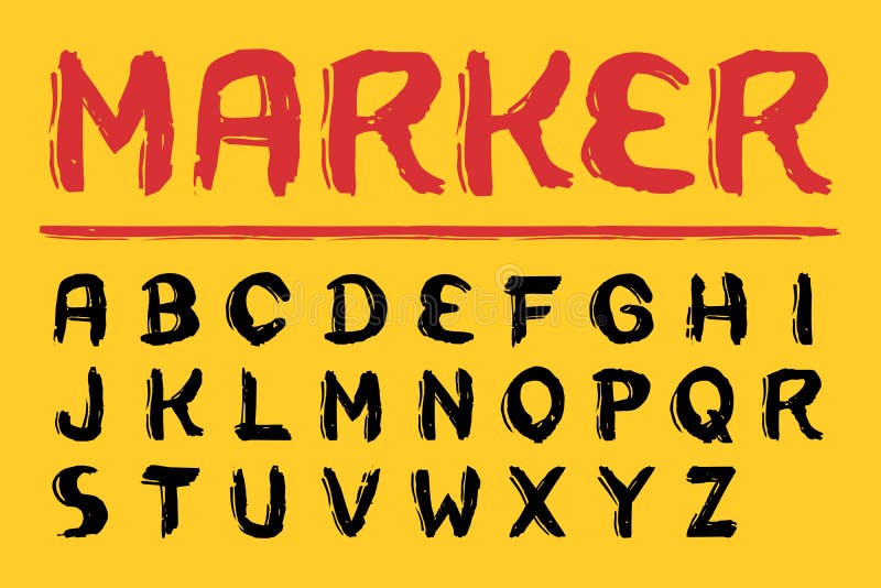 Marker Style Handcrafted Typeface (Vector Font). Handmade, Handdrawn ...