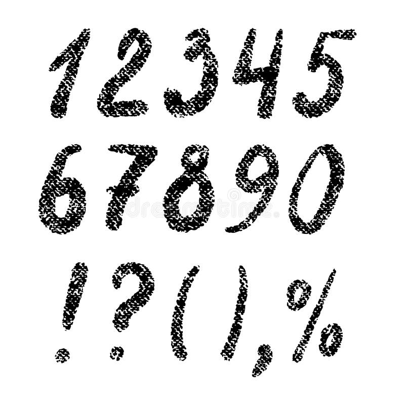 Marker Textured Numbers. Numbers from 0 To 9 Stock Illustration ...