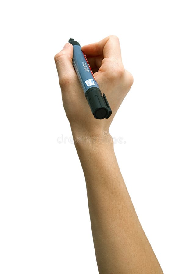 Hand with Marker Starting Drawing Isolated Stock Photo - Image of ...