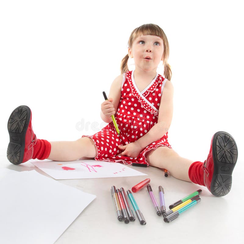 Markers in the Hands of Enthusiastic Happy Child Stock Photo - Image of ...