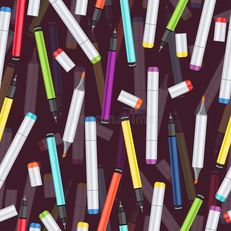 Markers Seamless Pattern, Art Background. Realistic Multicolored ...