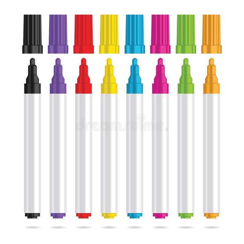 Markers Pen. Set of Eight Color Markers Stock Vector - Illustration of ...
