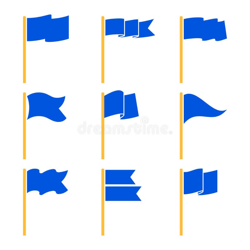 Markers or Pointer Blue Flags Set Stock Vector - Illustration of ...