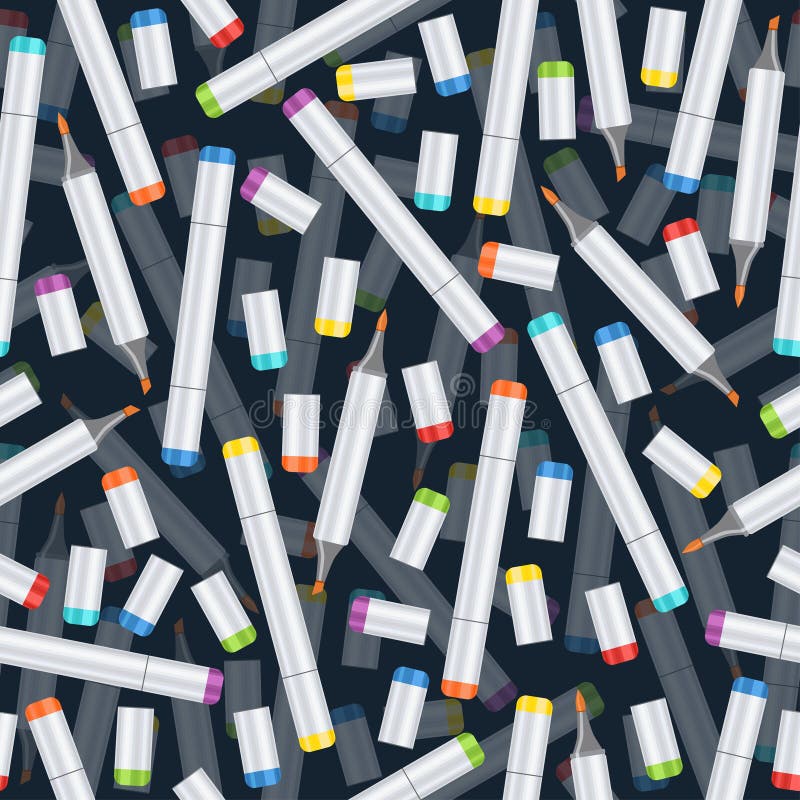 Markers Seamless Pattern, Art Background. Realistic Multicolored ...
